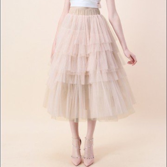 Chicwish Skirts Chicwish Love Me More Layer Tulle Skirt Nude Pink Poshmark